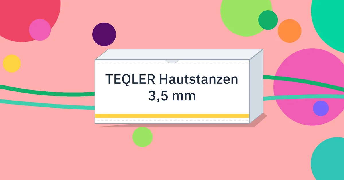 Symbolbild: Packung mit der Aufschrift TEQLER Hautstanzen 3,5 mm (PZN 19391606) – Verfügbarkeit und Bezug in Apotheken in Frankfurt am Main