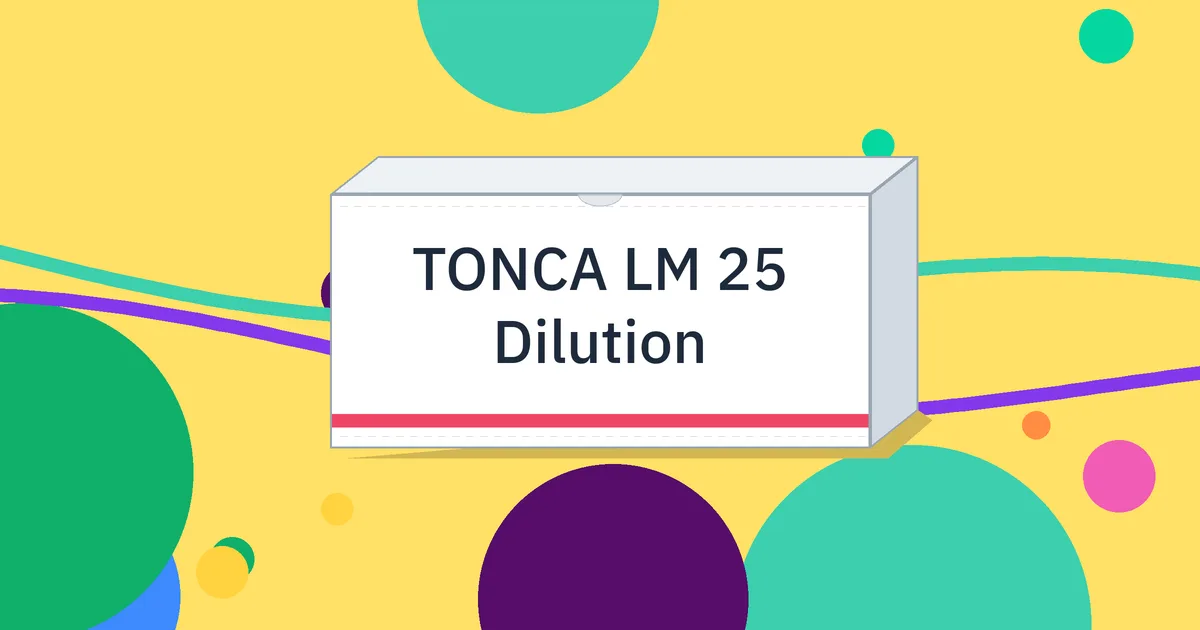 Symbolbild: Packung mit der Aufschrift TONCA LM 25 Dilution (PZN 13225427) – Verfügbarkeit und Bezug in Apotheken in Frankfurt am Main