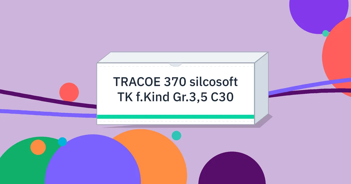 Symbolbild: Packung mit der Aufschrift TRACOE 370 silcosoft TK f.Kind Gr.3,5 C30 (PZN 14314251) – Verfügbarkeit und Bezug in Apotheken in Frankfurt am Main