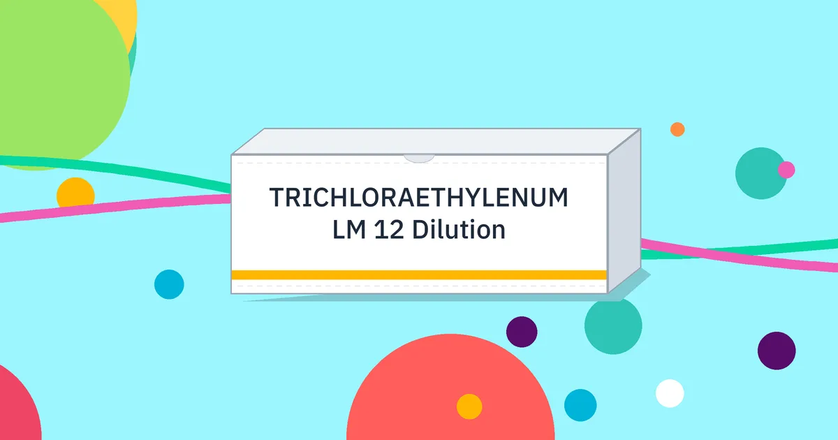 Symbolbild: Packung mit der Aufschrift TRICHLORAETHYLENUM LM 12 Dilution (PZN 13691833) – Verfügbarkeit und Bezug in Apotheken in Frankfurt am Main