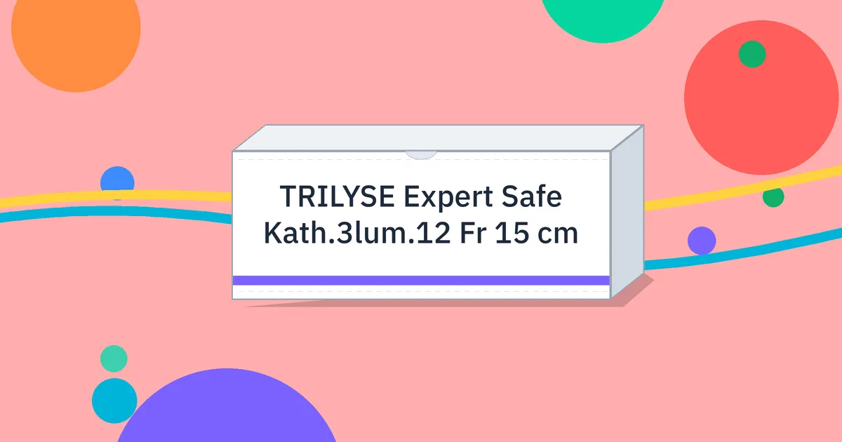Symbolbild: Packung mit der Aufschrift TRILYSE Expert Safe Kath.3lum.12 Fr 15 cm (PZN 11125348) – Verfügbarkeit und Bezug in Apotheken in Frankfurt am Main