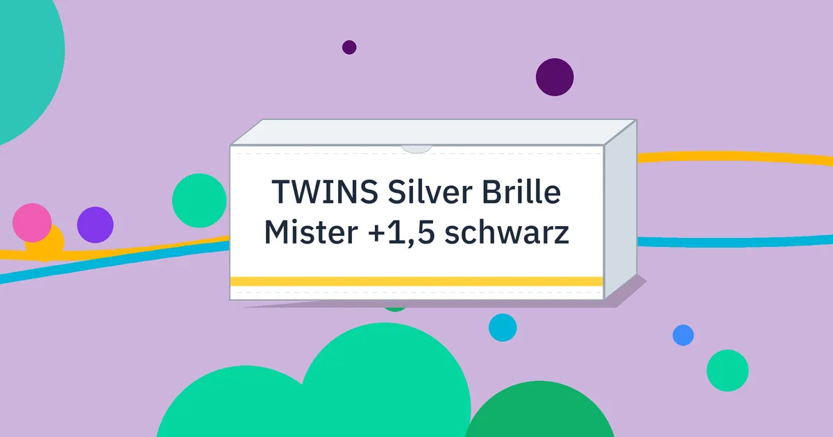 Symbolbild: Packung mit der Aufschrift TWINS Silver Brille Mister +1,5 schwarz (PZN 14032771) – Verfügbarkeit und Bezug in Apotheken in Frankfurt am Main