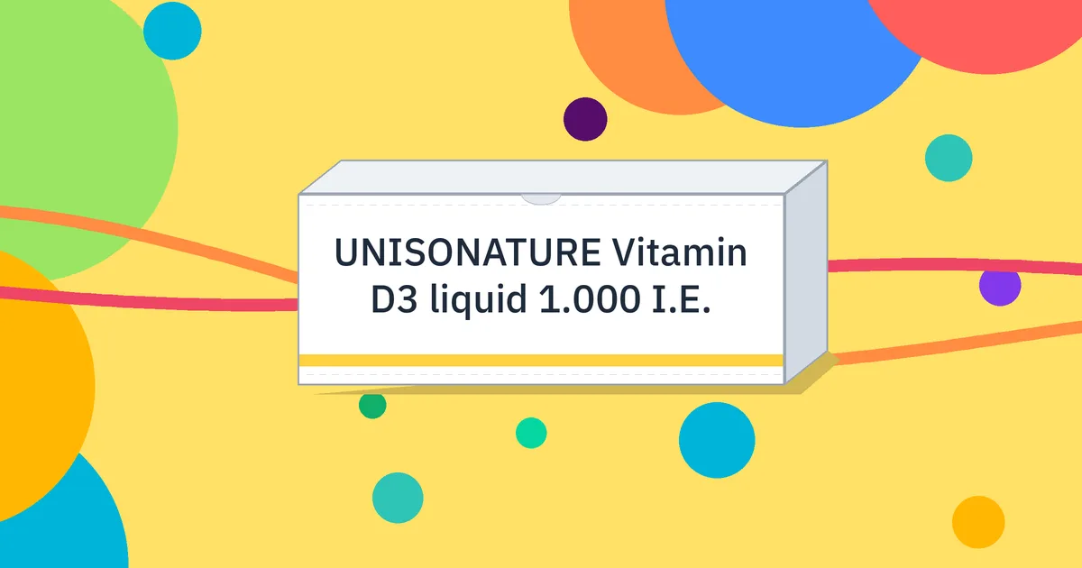 Symbolbild: Packung mit der Aufschrift UNISONATURE Vitamin D3 liquid 1.000 I.E. (PZN 19711198) – Verfügbarkeit und Bezug in Apotheken in Frankfurt am Main