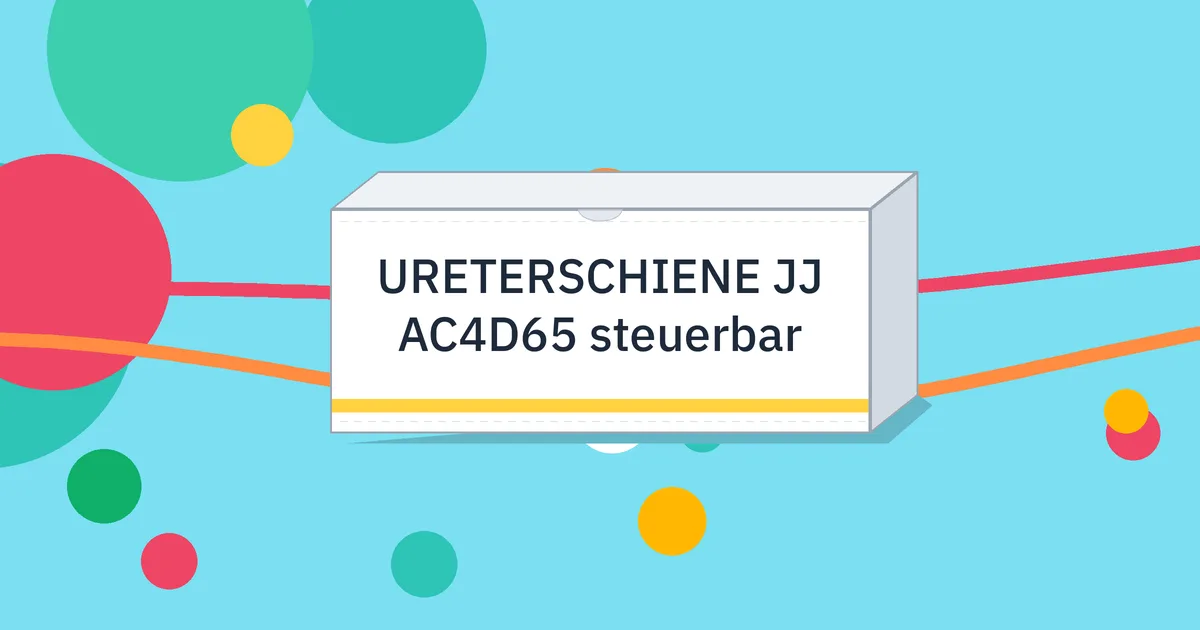 Symbolbild: Packung mit der Aufschrift URETERSCHIENE JJ AC4D65 steuerbar (PZN 00153442) – Verfügbarkeit und Bezug in Apotheken in Frankfurt am Main