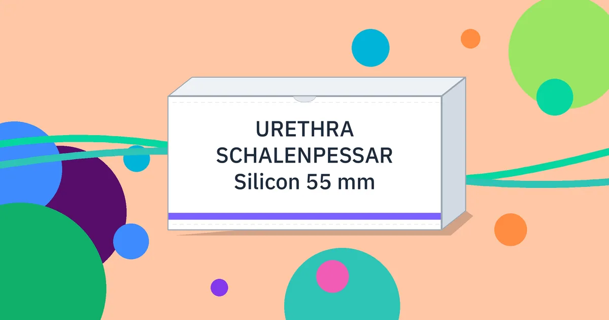 Symbolbild: Packung mit der Aufschrift URETHRA SCHALENPESSAR Silicon 55 mm (PZN 00253971) – Verfügbarkeit und Bezug in Apotheken in Frankfurt am Main
