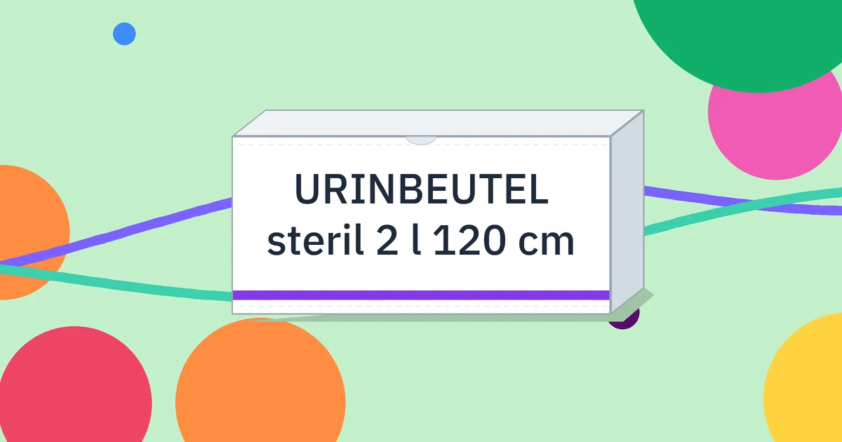 Symbolbild: Packung mit der Aufschrift URINBEUTEL steril 2 l 120 cm (PZN 20204897) – Verfügbarkeit und Bezug in Apotheken in Frankfurt am Main