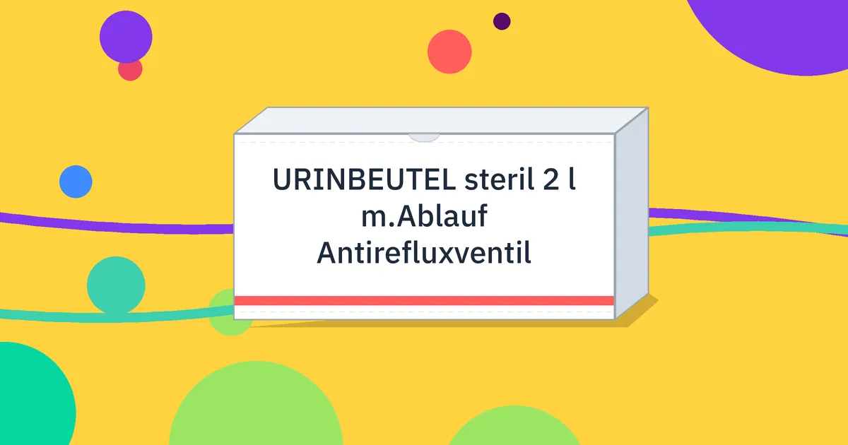 Symbolbild: Packung mit der Aufschrift URINBEUTEL steril 2 l m.Ablauf Antirefluxventil (PZN 11145144) – Verfügbarkeit und Bezug in Apotheken in Frankfurt am Main