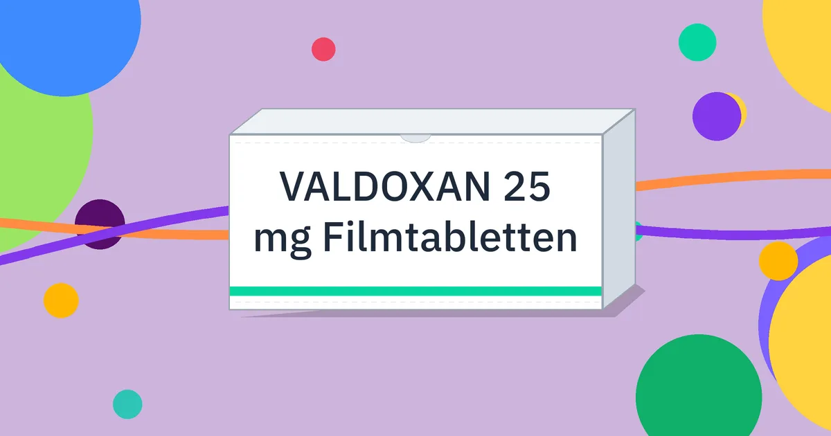 Symbolbild: Packung mit der Aufschrift VALDOXAN 25 mg Filmtabletten (PZN 15570743) – Verfügbarkeit und Bezug in Apotheken in Frankfurt am Main