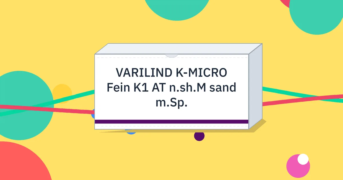Symbolbild: Packung mit der Aufschrift VARILIND K-MICRO Fein K1 AT n.sh.M sand m.Sp. (PZN 20551564) – Verfügbarkeit und Bezug in Apotheken in Frankfurt am Main