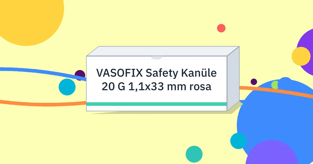 Symbolbild: Packung mit der Aufschrift VASOFIX Safety Kanüle 20 G 1,1x33 mm rosa (PZN 01106189) – Verfügbarkeit und Bezug in Apotheken in Frankfurt am Main