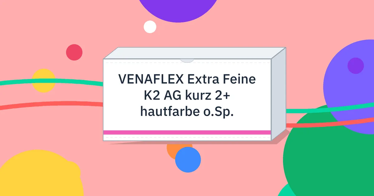 Symbolbild: Packung mit der Aufschrift VENAFLEX Extra Feine K2 AG kurz 2+ hautfarbe o.Sp. (PZN 18308371) – Verfügbarkeit und Bezug in Apotheken in Frankfurt am Main