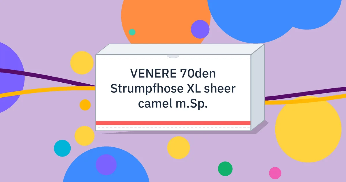 Symbolbild: Packung mit der Aufschrift VENERE 70den Strumpfhose XL sheer camel m.Sp. (PZN 16173292) – Verfügbarkeit und Bezug in Apotheken in Frankfurt am Main