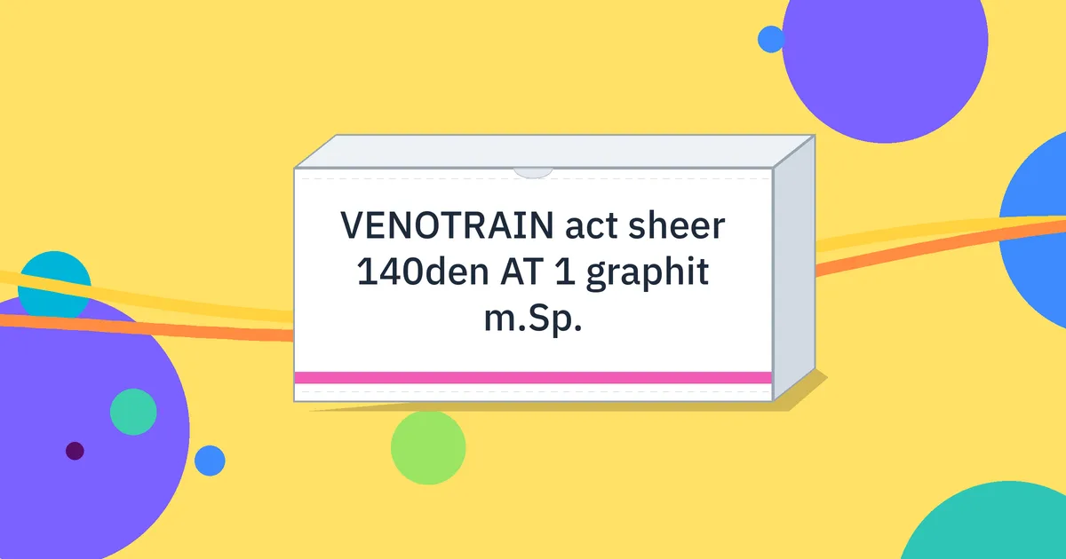 Symbolbild: Packung mit der Aufschrift VENOTRAIN act sheer 140den AT 1 graphit m.Sp. (PZN 16207217) – Verfügbarkeit und Bezug in Apotheken in Frankfurt am Main