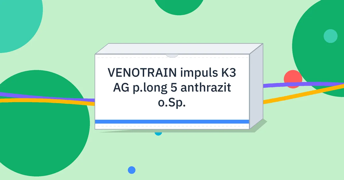 Symbolbild: Packung mit der Aufschrift VENOTRAIN impuls K3 AG p.long 5 anthrazit o.Sp. (PZN 15213954) – Verfügbarkeit und Bezug in Apotheken in Frankfurt am Main