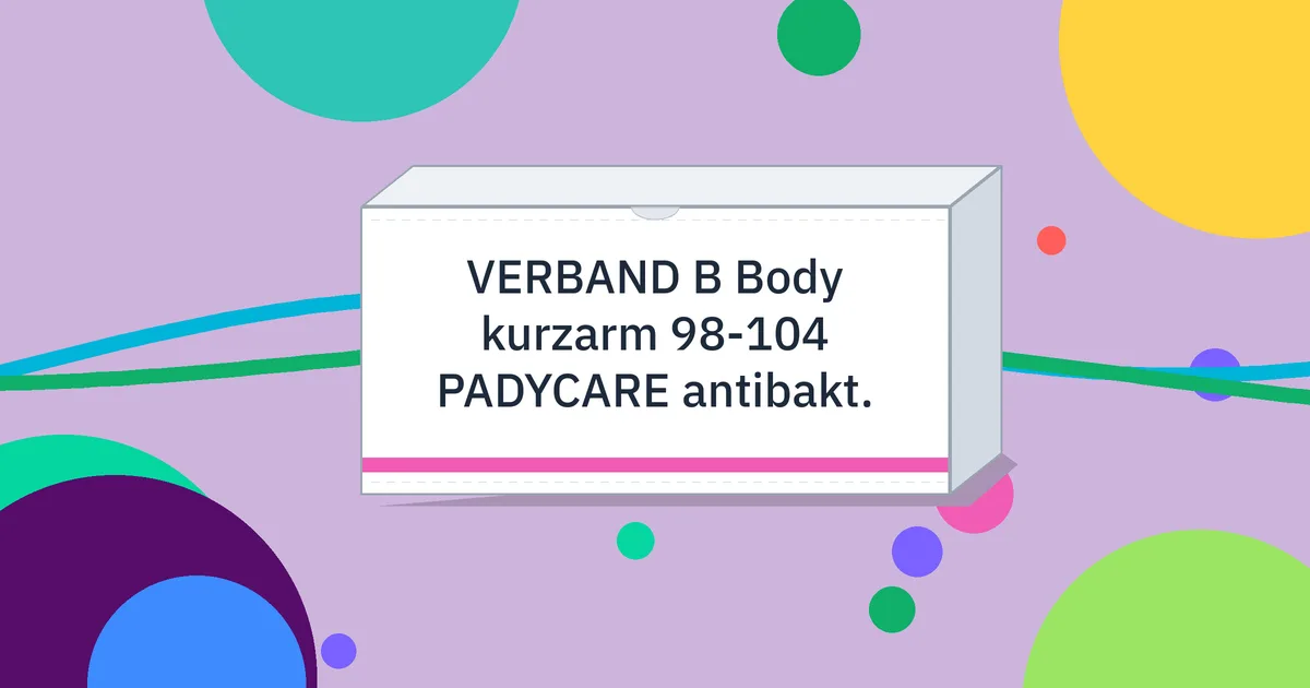 Symbolbild: Packung mit der Aufschrift VERBAND B Body kurzarm 98-104 PADYCARE antibakt. (PZN 10939422) – Verfügbarkeit und Bezug in Apotheken in Frankfurt am Main
