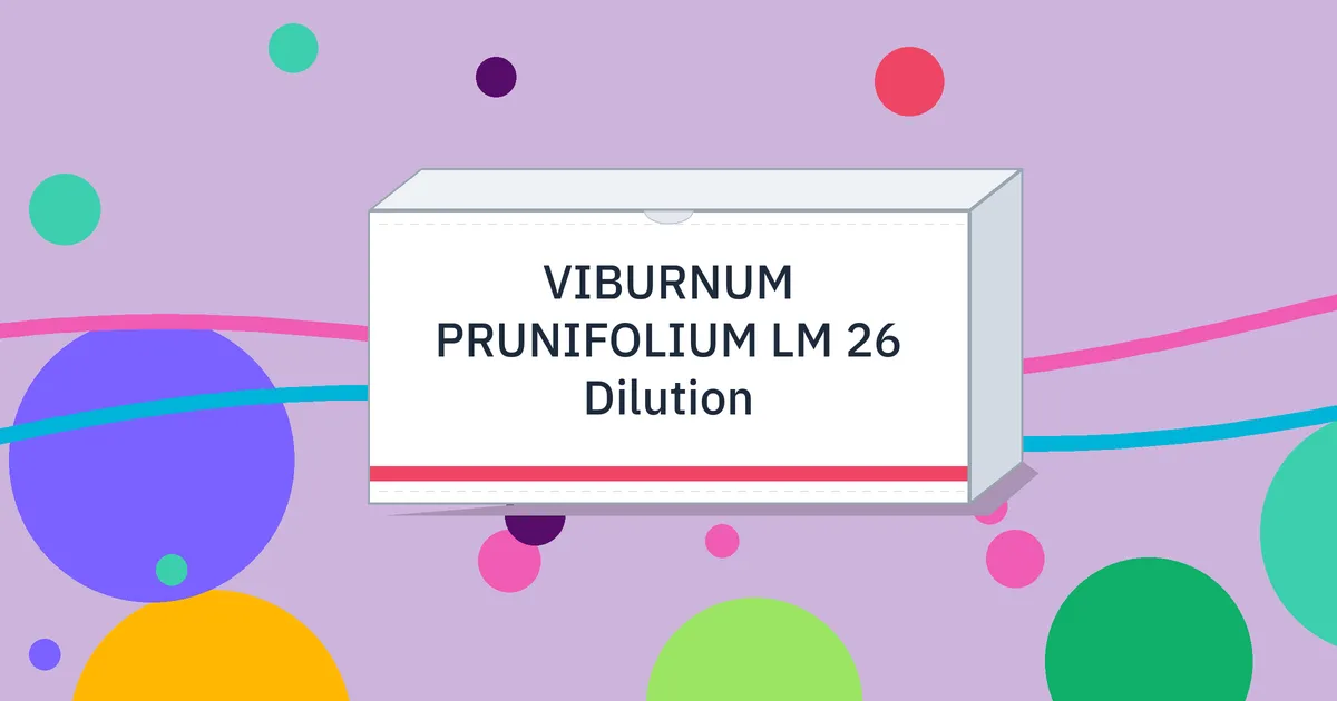 Symbolbild: Packung mit der Aufschrift VIBURNUM PRUNIFOLIUM LM 26 Dilution (PZN 13272119) – Verfügbarkeit und Bezug in Apotheken in Frankfurt am Main