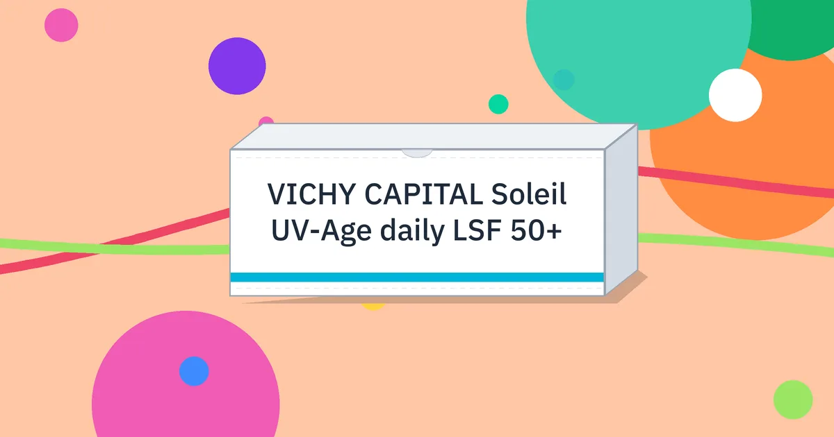 Symbolbild: Packung mit der Aufschrift VICHY CAPITAL Soleil UV-Age daily LSF 50+ (PZN 16761480) – Verfügbarkeit und Bezug in Apotheken in Frankfurt am Main