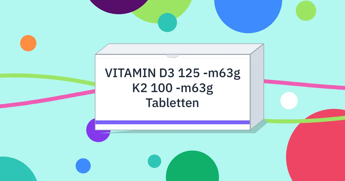 Symbolbild: Packung mit der Aufschrift VITAMIN D3 125 -m63g K2 100 -m63g Tabletten (PZN 19646236) – Verfügbarkeit und Bezug in Apotheken in Frankfurt am Main