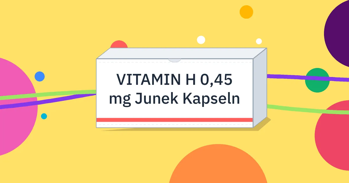 Symbolbild: Packung mit der Aufschrift VITAMIN H 0,45 mg Junek Kapseln (PZN 07083756) – Verfügbarkeit und Bezug in Apotheken in Frankfurt am Main