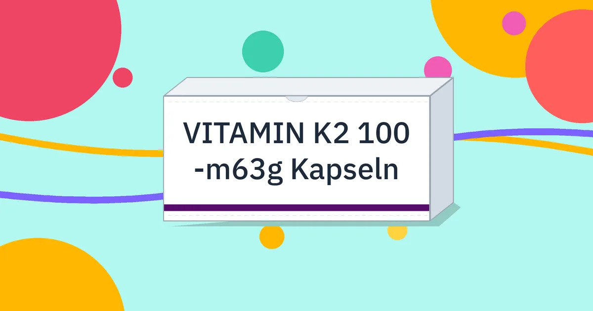 Symbolbild: Packung mit der Aufschrift VITAMIN K2 100 -m63g Kapseln (PZN 11685461) – Verfügbarkeit und Bezug in Apotheken in Frankfurt am Main
