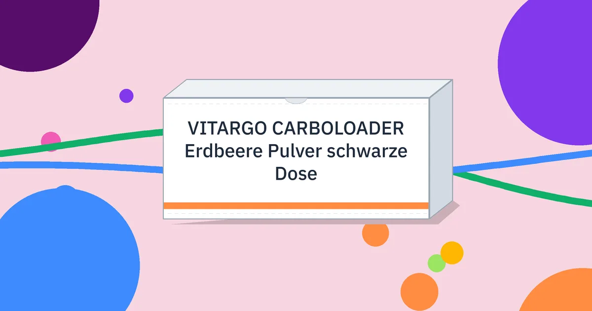 Symbolbild: Packung mit der Aufschrift VITARGO CARBOLOADER Erdbeere Pulver schwarze Dose (PZN 06962332) – Verfügbarkeit und Bezug in Apotheken in Frankfurt am Main