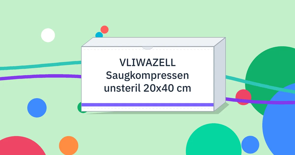 Symbolbild: Packung mit der Aufschrift VLIWAZELL Saugkompressen unsteril 20x40 cm (PZN 02232884) – Verfügbarkeit und Bezug in Apotheken in Frankfurt am Main