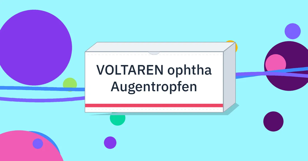 Symbolbild: Packung mit der Aufschrift VOLTAREN ophtha Augentropfen (PZN 01074963) – Verfügbarkeit und Bezug in Apotheken in Frankfurt am Main