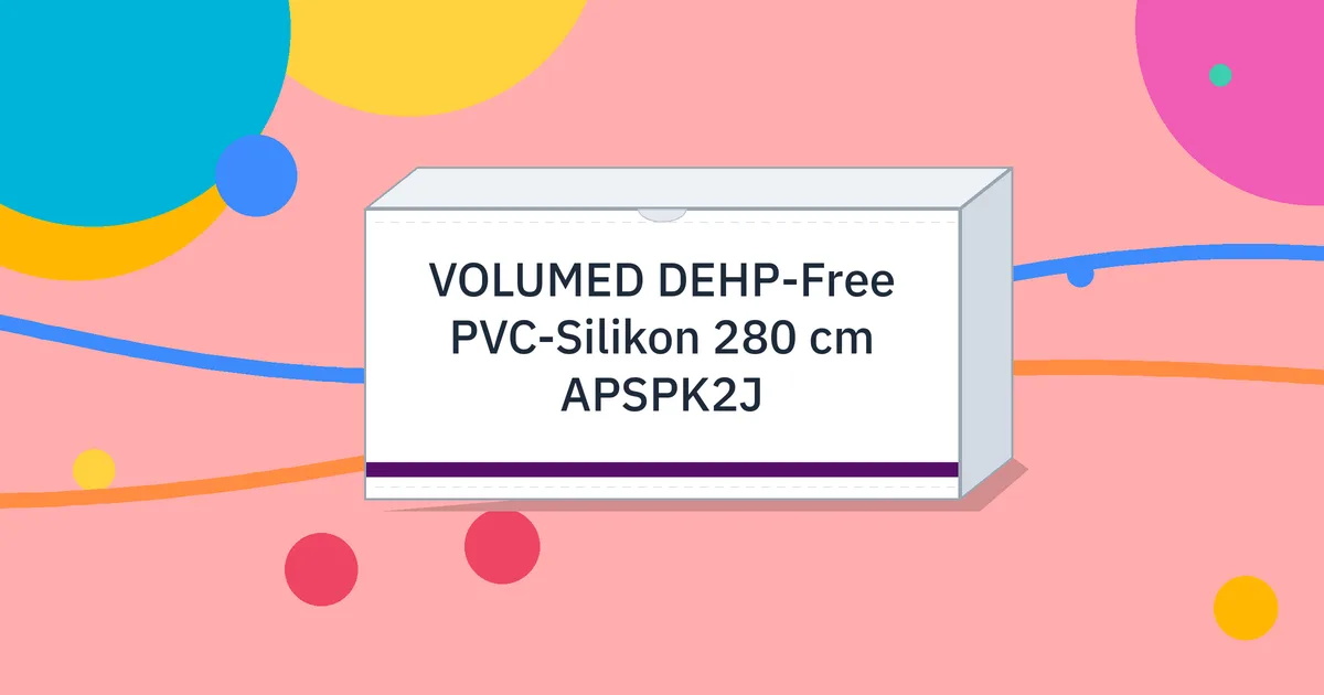 Symbolbild: Packung mit der Aufschrift VOLUMED DEHP-Free PVC-Silikon 280 cm APSPK2J (PZN 13475058) – Verfügbarkeit und Bezug in Apotheken in Frankfurt am Main
