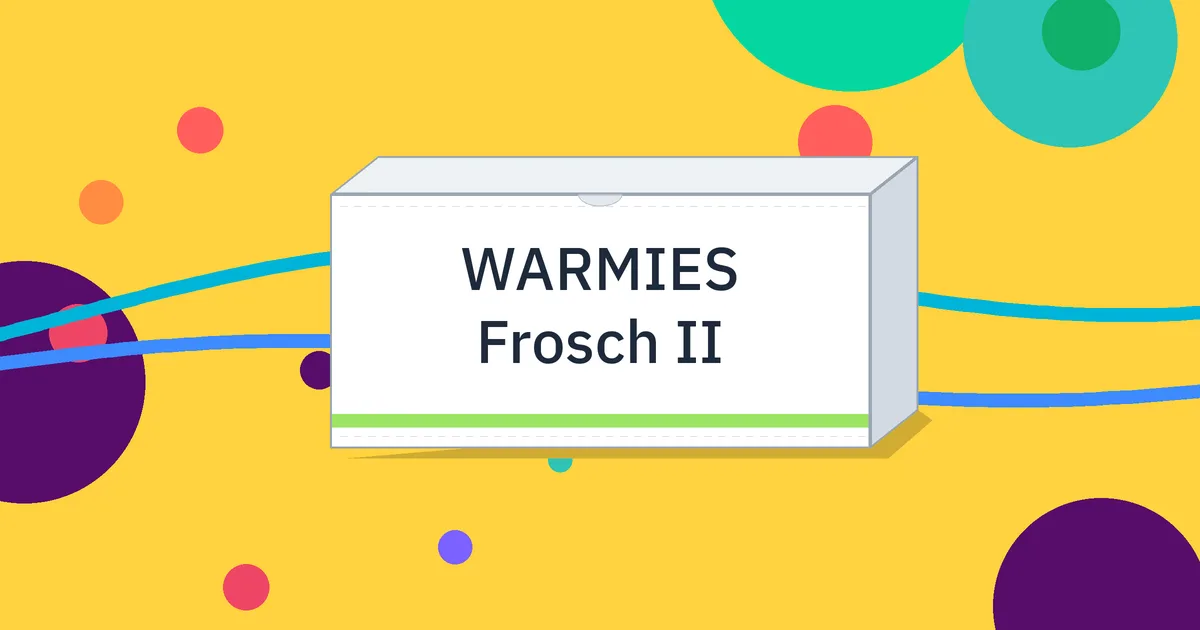 Symbolbild: Packung mit der Aufschrift WARMIES Frosch II (PZN 17852397) – Verfügbarkeit und Bezug in Apotheken in Frankfurt am Main