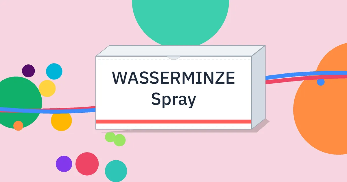 Symbolbild: Packung mit der Aufschrift WASSERMINZE Spray (PZN 19657754) – Verfügbarkeit und Bezug in Apotheken in Frankfurt am Main