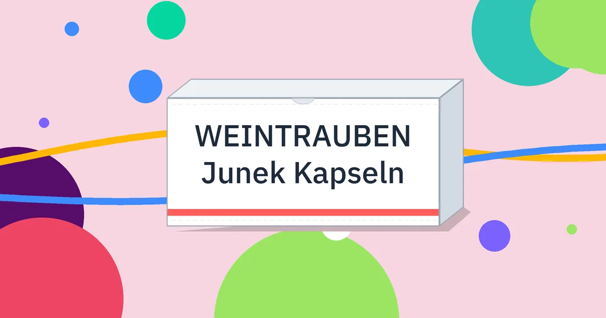 Symbolbild: Packung mit der Aufschrift WEINTRAUBEN Junek Kapseln (PZN 07078382) – Verfügbarkeit und Bezug in Apotheken in Frankfurt am Main