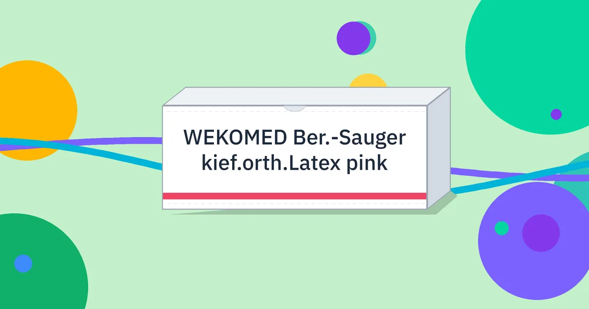 Symbolbild: Packung mit der Aufschrift WEKOMED Ber.-Sauger kief.orth.Latex pink (PZN 04921671) – Verfügbarkeit und Bezug in Apotheken in Frankfurt am Main
