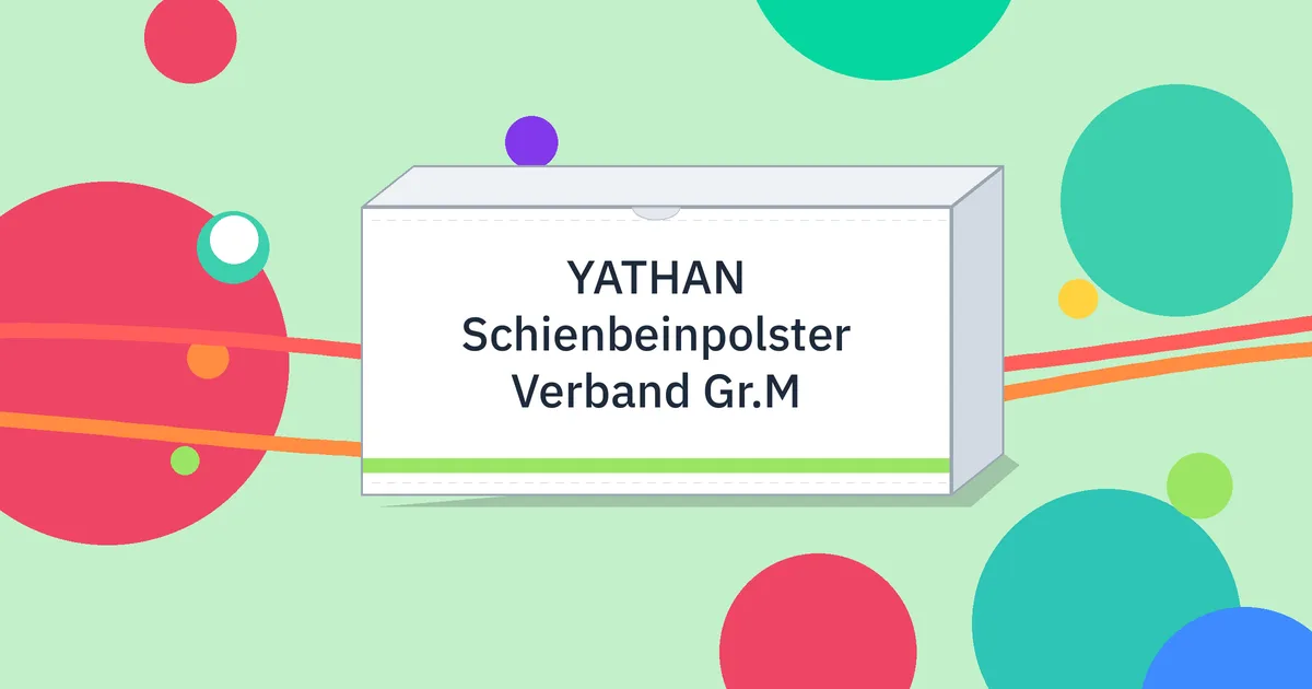 Symbolbild: Packung mit der Aufschrift YATHAN Schienbeinpolster Verband Gr.M (PZN 13358453) – Verfügbarkeit und Bezug in Apotheken in Frankfurt am Main