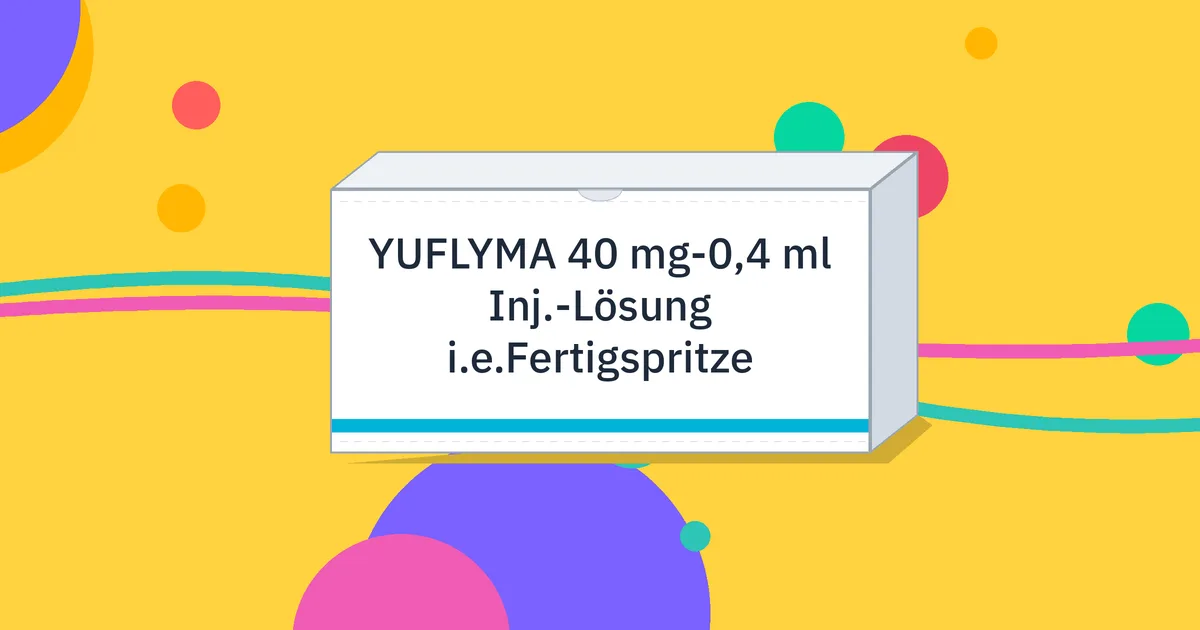 Symbolbild: Packung mit der Aufschrift YUFLYMA 40 mg-0,4 ml Inj.-Lösung i.e.Fertigspritze (PZN 17869794) – Verfügbarkeit und Bezug in Apotheken in Frankfurt am Main
