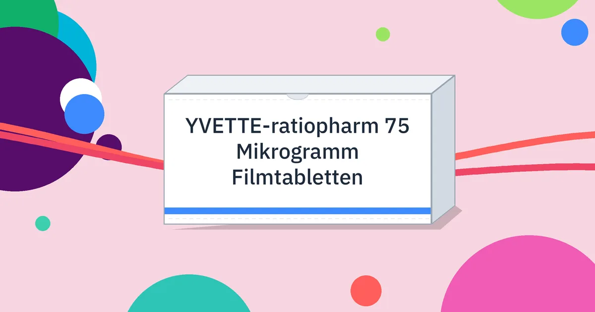 Symbolbild: Packung mit der Aufschrift YVETTE-ratiopharm 75 Mikrogramm Filmtabletten (PZN 09326080) – Verfügbarkeit und Bezug in Apotheken in Frankfurt am Main