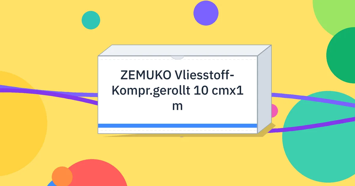 Symbolbild: Packung mit der Aufschrift ZEMUKO Vliesstoff-Kompr.gerollt 10 cmx1 m (PZN 15431823) – Verfügbarkeit und Bezug in Apotheken in Frankfurt am Main