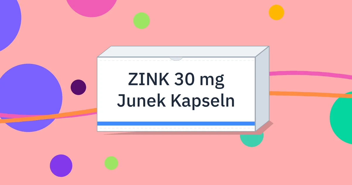 Symbolbild: Packung mit der Aufschrift ZINK 30 mg Junek Kapseln (PZN 12635790) – Verfügbarkeit und Bezug in Apotheken in Frankfurt am Main