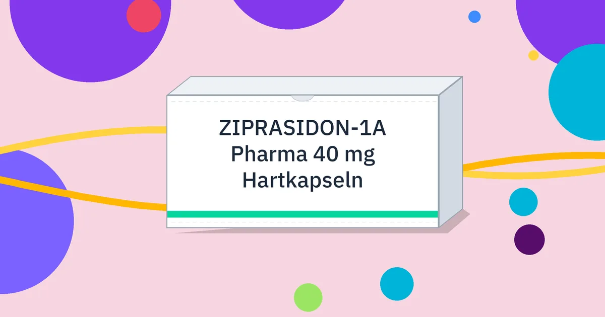 Symbolbild: Packung mit der Aufschrift ZIPRASIDON-1A Pharma 40 mg Hartkapseln (PZN 00015510) – Verfügbarkeit und Bezug in Apotheken in Frankfurt am Main