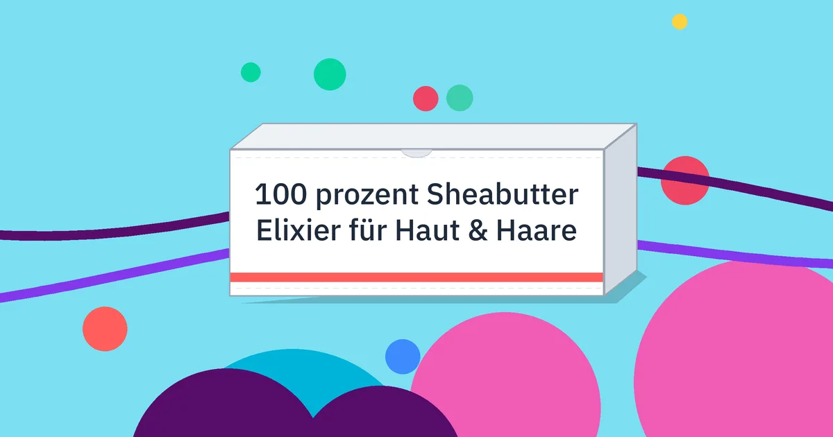 Symbolbild: Packung mit der Aufschrift 100 prozent Sheabutter Elixier für Haut & Haare (PZN 20277620) – Verfügbarkeit und Bezug in Apotheken in Frankfurt am Main