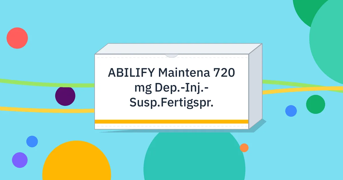 Symbolbild: Packung mit der Aufschrift ABILIFY Maintena 720 mg Dep.-Inj.-Susp.Fertigspr. (PZN 20810155) – Verfügbarkeit und Bezug in Apotheken in Frankfurt am Main