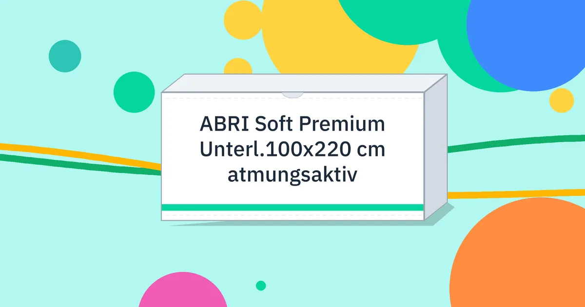 Symbolbild: Packung mit der Aufschrift ABRI Soft Premium Unterl.100x220 cm atmungsaktiv (PZN 11617028) – Verfügbarkeit und Bezug in Apotheken in Frankfurt am Main
