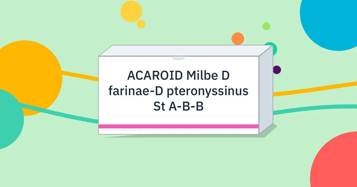 Symbolbild: Packung mit der Aufschrift ACAROID Milbe D farinae-D pteronyssinus St A-B-B (PZN 15741185) – Verfügbarkeit und Bezug in Apotheken in Frankfurt am Main
