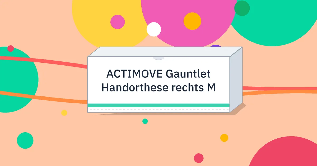 Symbolbild: Packung mit der Aufschrift ACTIMOVE Gauntlet Handorthese rechts M (PZN 04880989) – Verfügbarkeit und Bezug in Apotheken in Frankfurt am Main