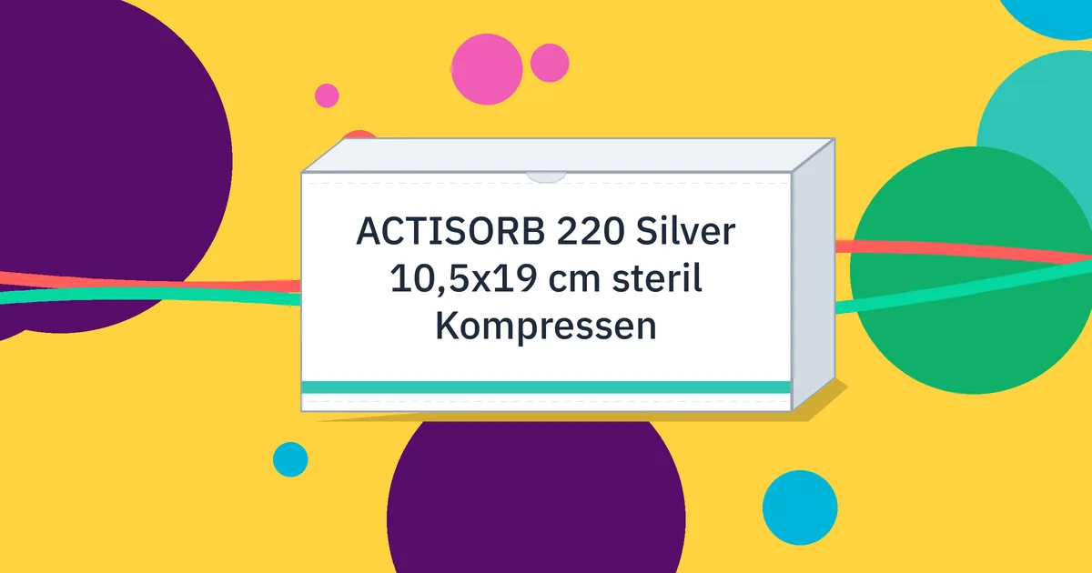 Symbolbild: Packung mit der Aufschrift ACTISORB 220 Silver 10,5x19 cm steril Kompressen (PZN 17163404) – Verfügbarkeit und Bezug in Apotheken in Frankfurt am Main