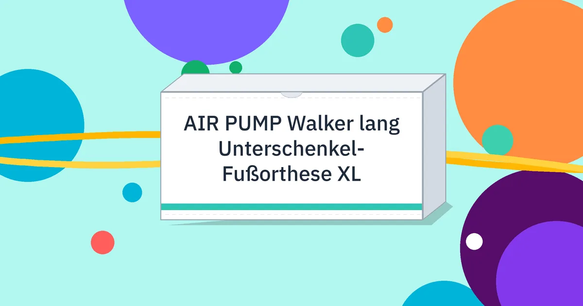 Symbolbild: Packung mit der Aufschrift AIR PUMP Walker lang Unterschenkel-Fußorthese XL (PZN 19108958) – Verfügbarkeit und Bezug in Apotheken in Frankfurt am Main