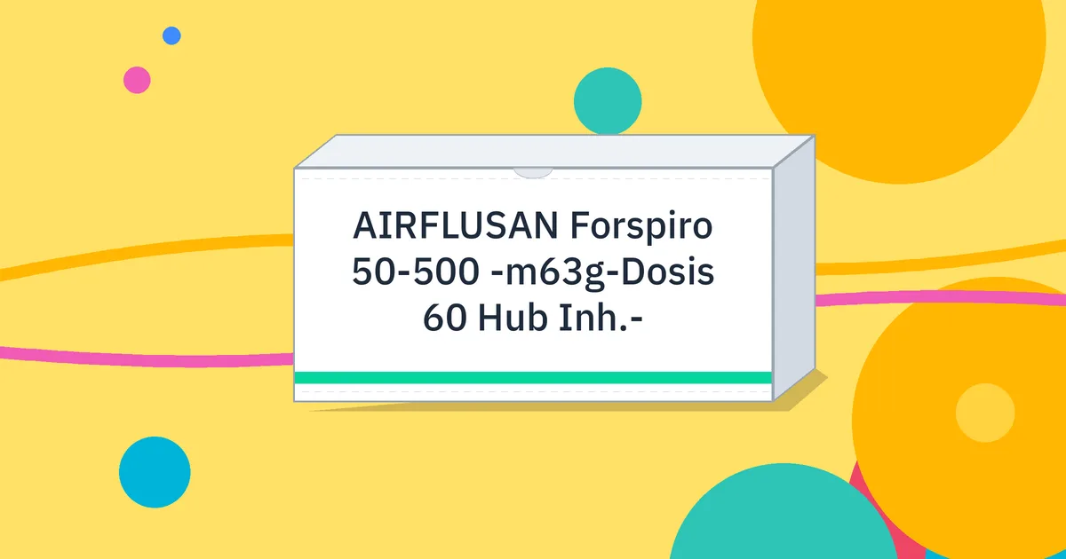 Symbolbild: Packung mit der Aufschrift AIRFLUSAN Forspiro 50-500 -m63g-Dosis 60 Hub Inh.- (PZN 13896989) – Verfügbarkeit und Bezug in Apotheken in Frankfurt am Main