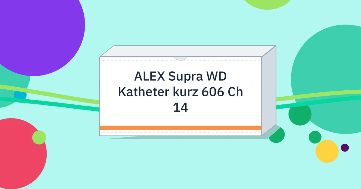 Symbolbild: Packung mit der Aufschrift ALEX Supra WD Katheter kurz 606 Ch 14 (PZN 02494762) – Verfügbarkeit und Bezug in Apotheken in Frankfurt am Main