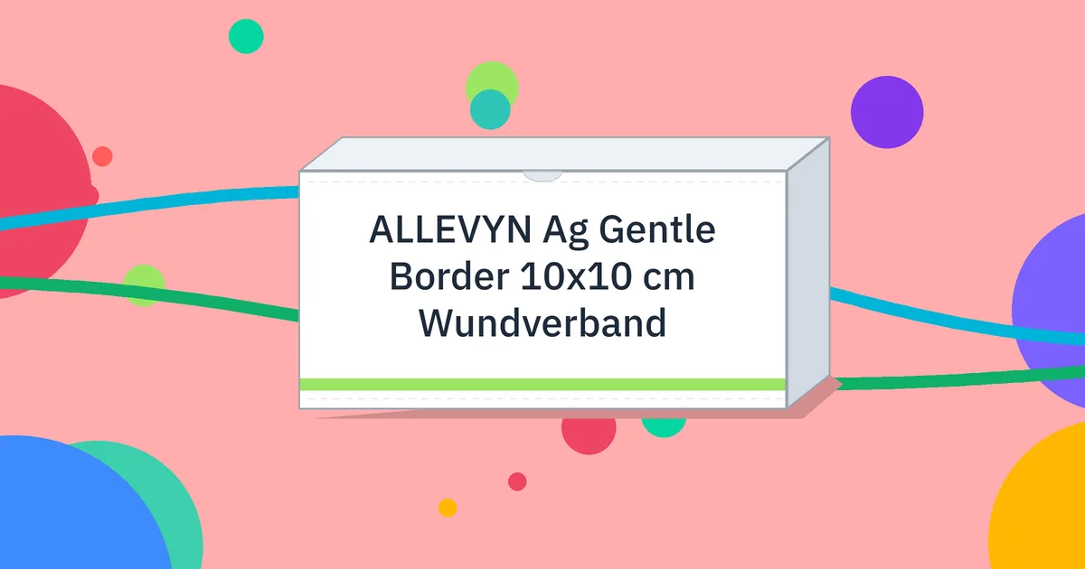 Symbolbild: Packung mit der Aufschrift ALLEVYN Ag Gentle Border 10x10 cm Wundverband (PZN 11134258) – Verfügbarkeit und Bezug in Apotheken in Frankfurt am Main