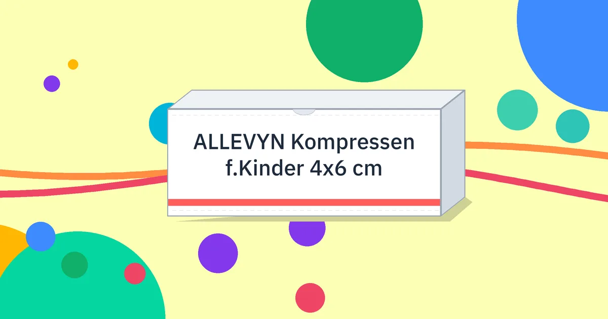 Symbolbild: Packung mit der Aufschrift ALLEVYN Kompressen f.Kinder 4x6 cm (PZN 02400442) – Verfügbarkeit und Bezug in Apotheken in Frankfurt am Main