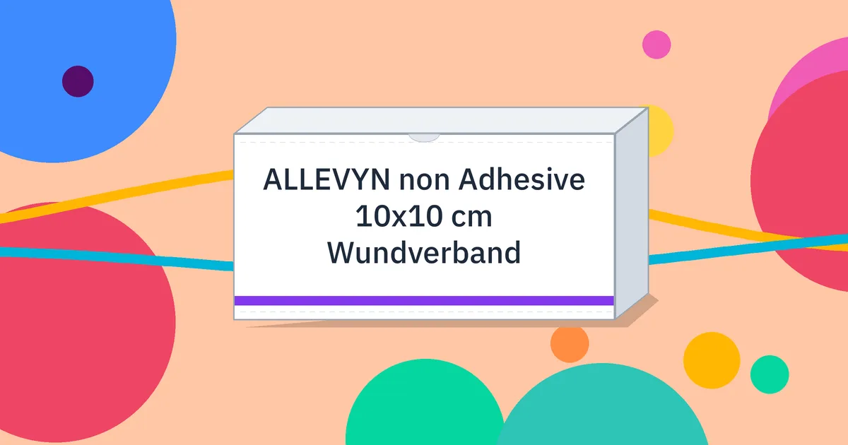 Symbolbild: Packung mit der Aufschrift ALLEVYN non Adhesive 10x10 cm Wundverband (PZN 11729974) – Verfügbarkeit und Bezug in Apotheken in Frankfurt am Main